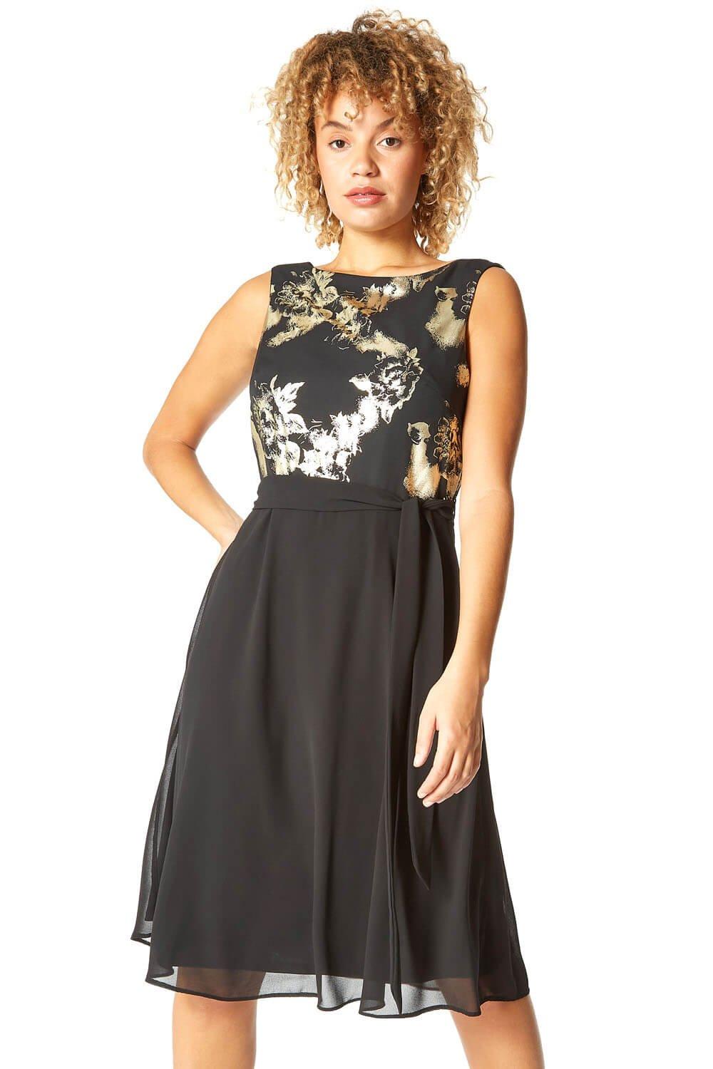Dresses Contrast Floral Fit And Flare Dress Roman